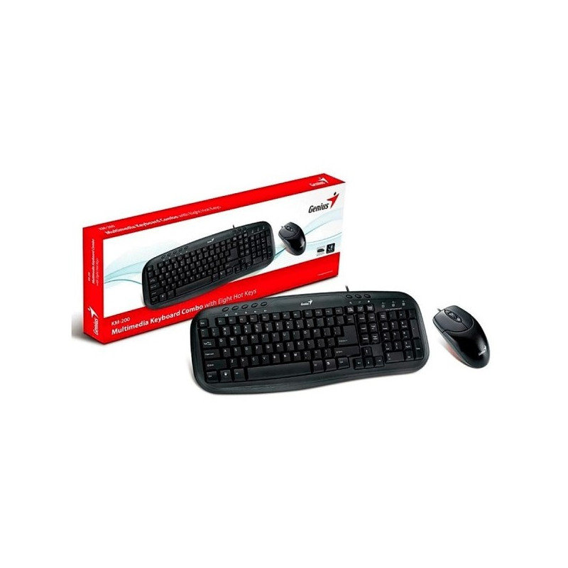 GENIUS - Teclado + Mouse Alámbrico GENIUS KM-200 BLACK